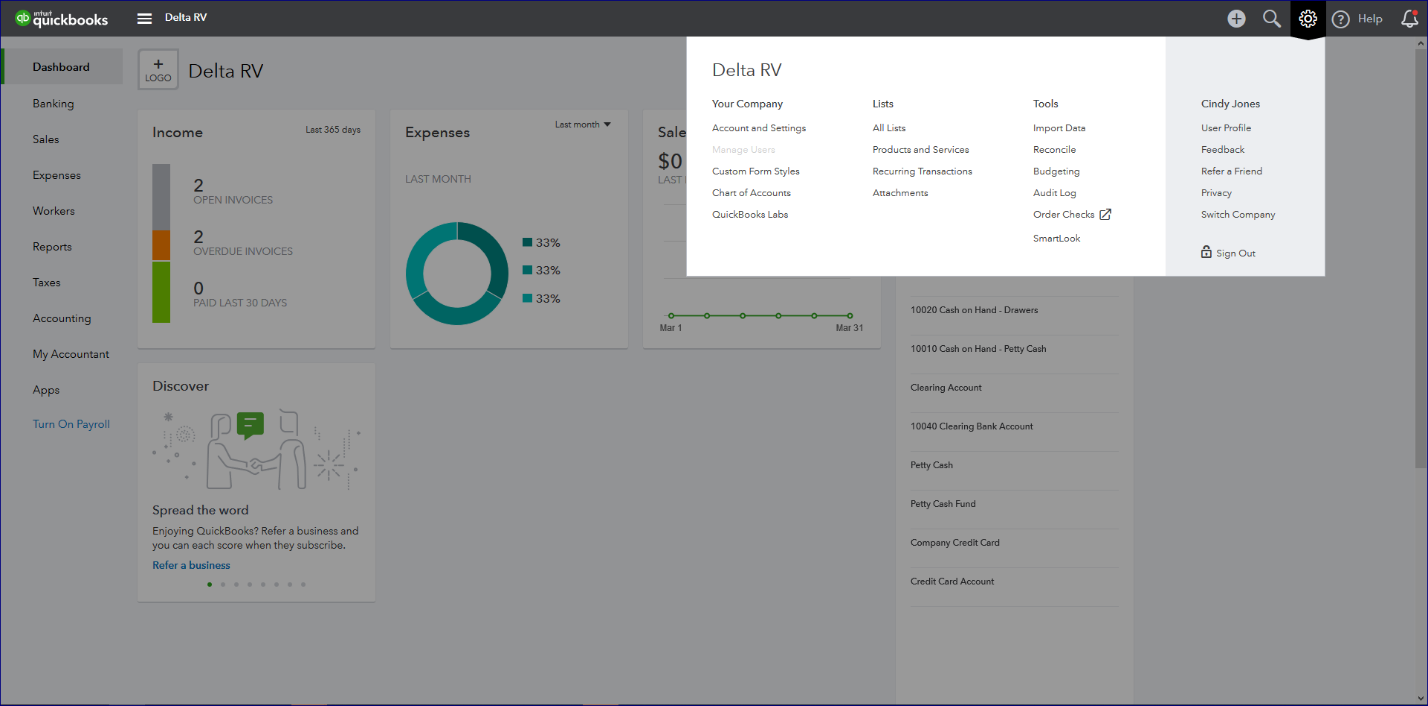Import the QuickBooks Chart of Accounts and Item List