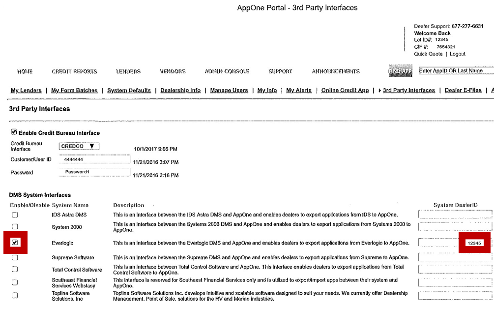 EverLogic - AppOne Interface Setup