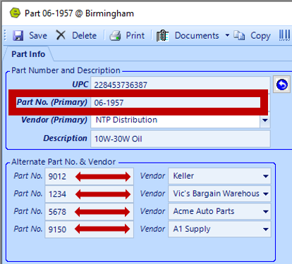 Using Alternate Part Numbers