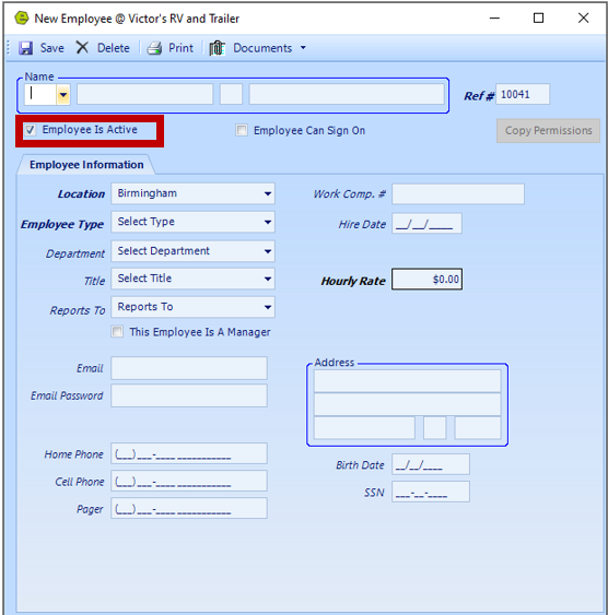 Employee Setup and Permissions