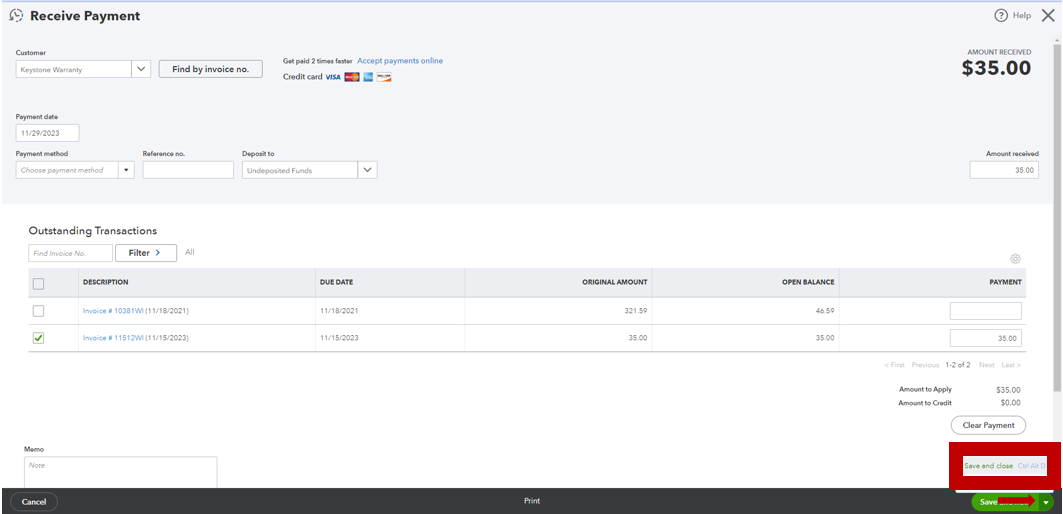 Completing the End of Day Process in QuickBooks